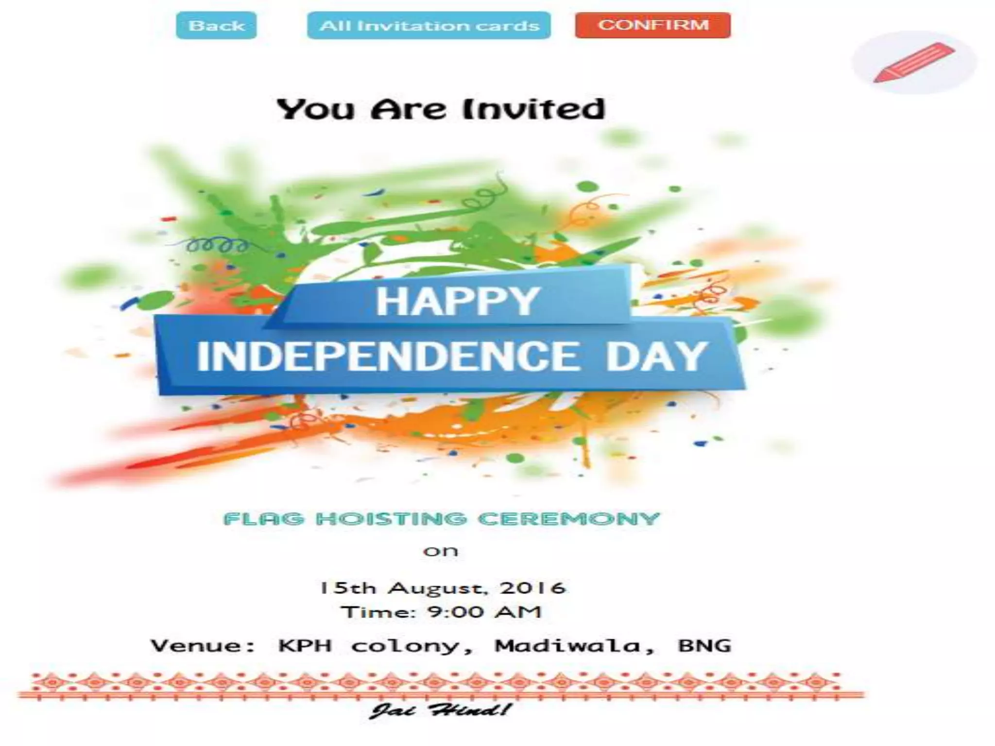 Free Indian Flag Hoisting Ceremony Invitation Cards | PPTX