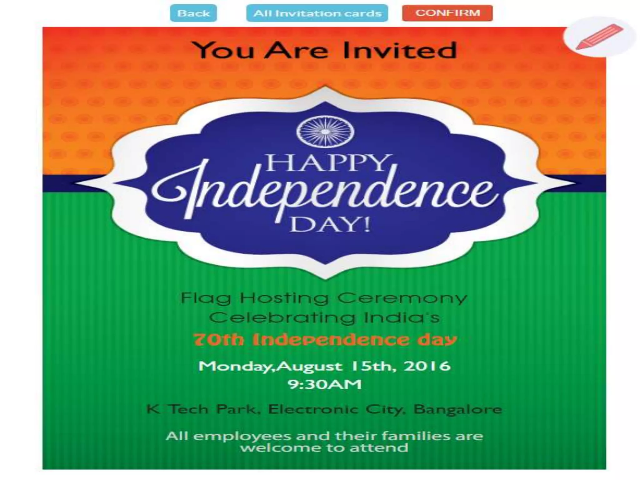 Free Indian Flag Hoisting Ceremony Invitation Cards | PPTX