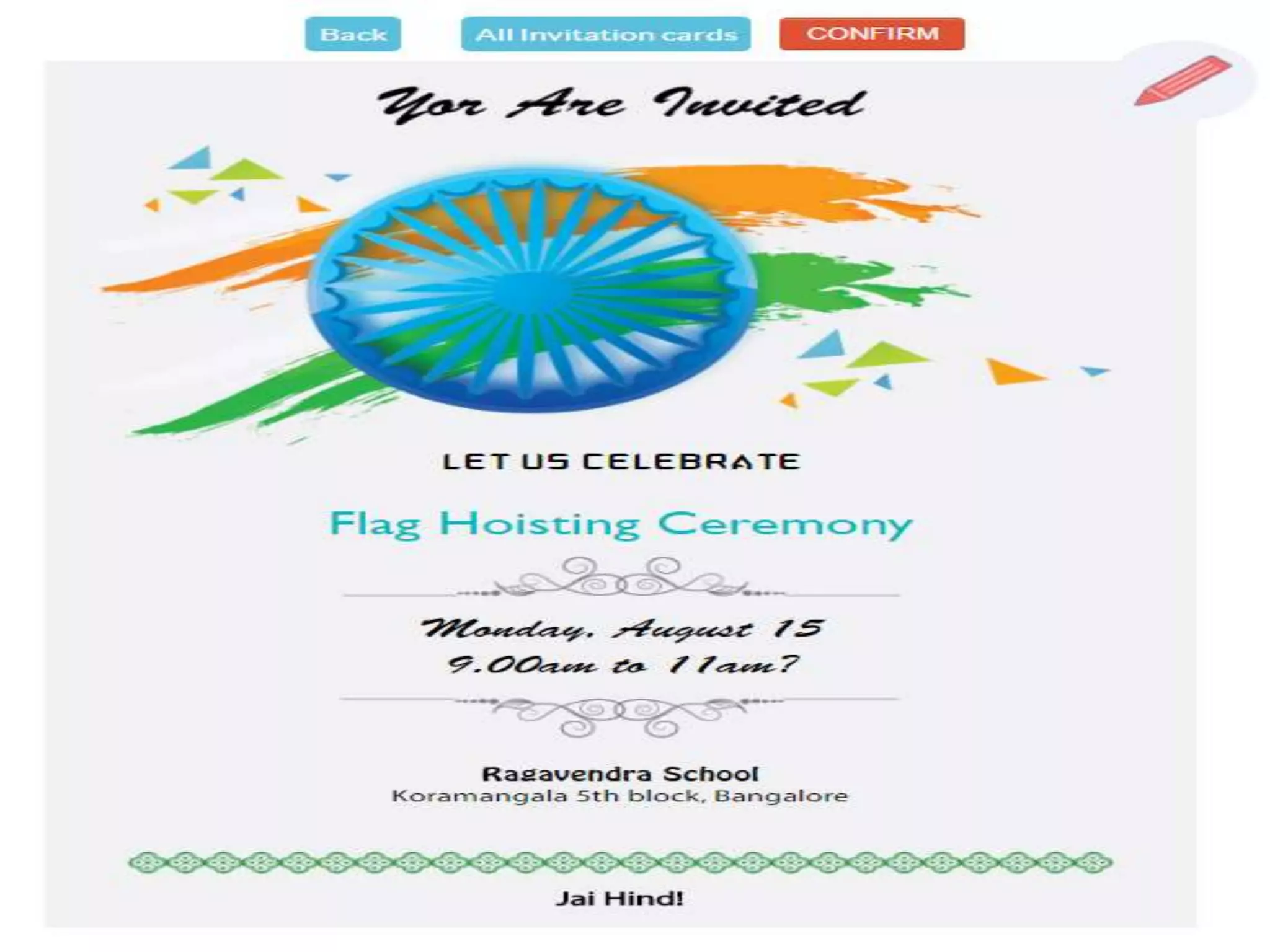 Free Indian Flag Hoisting Ceremony Invitation Cards | PPTX