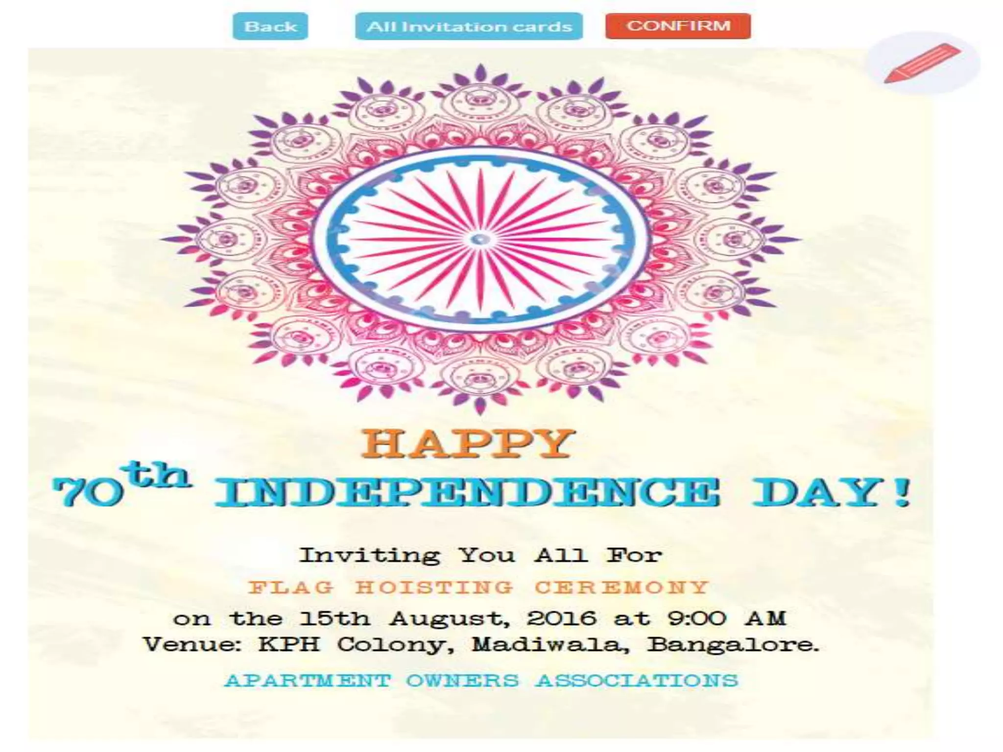 Free Indian Flag Hoisting Ceremony Invitation Cards | PPTX