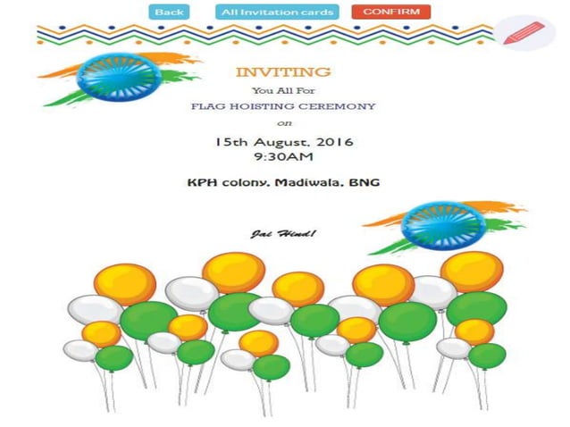 Free Indian Flag Hoisting Ceremony Invitation Cards | PPTX