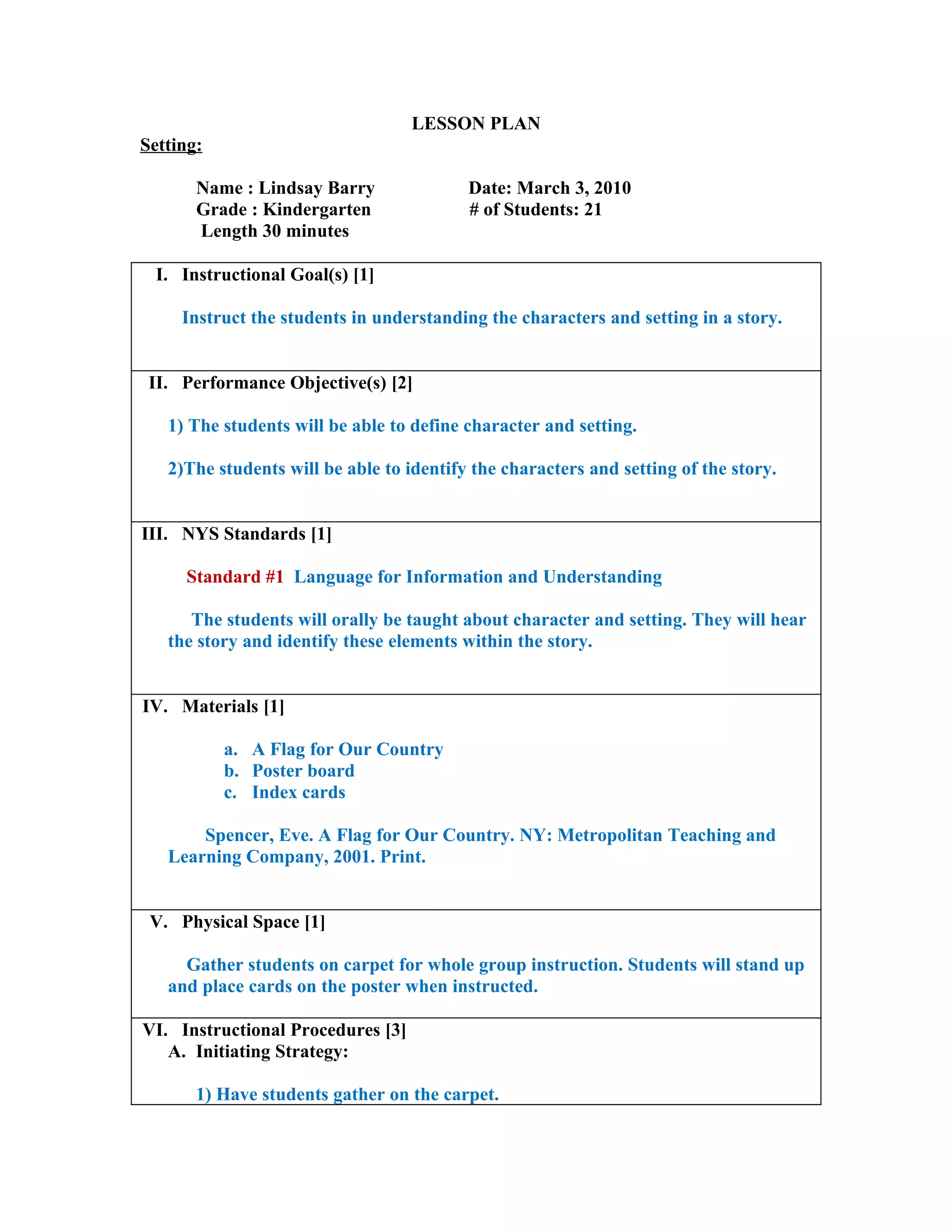 Flag Lesson Plan | DOC
