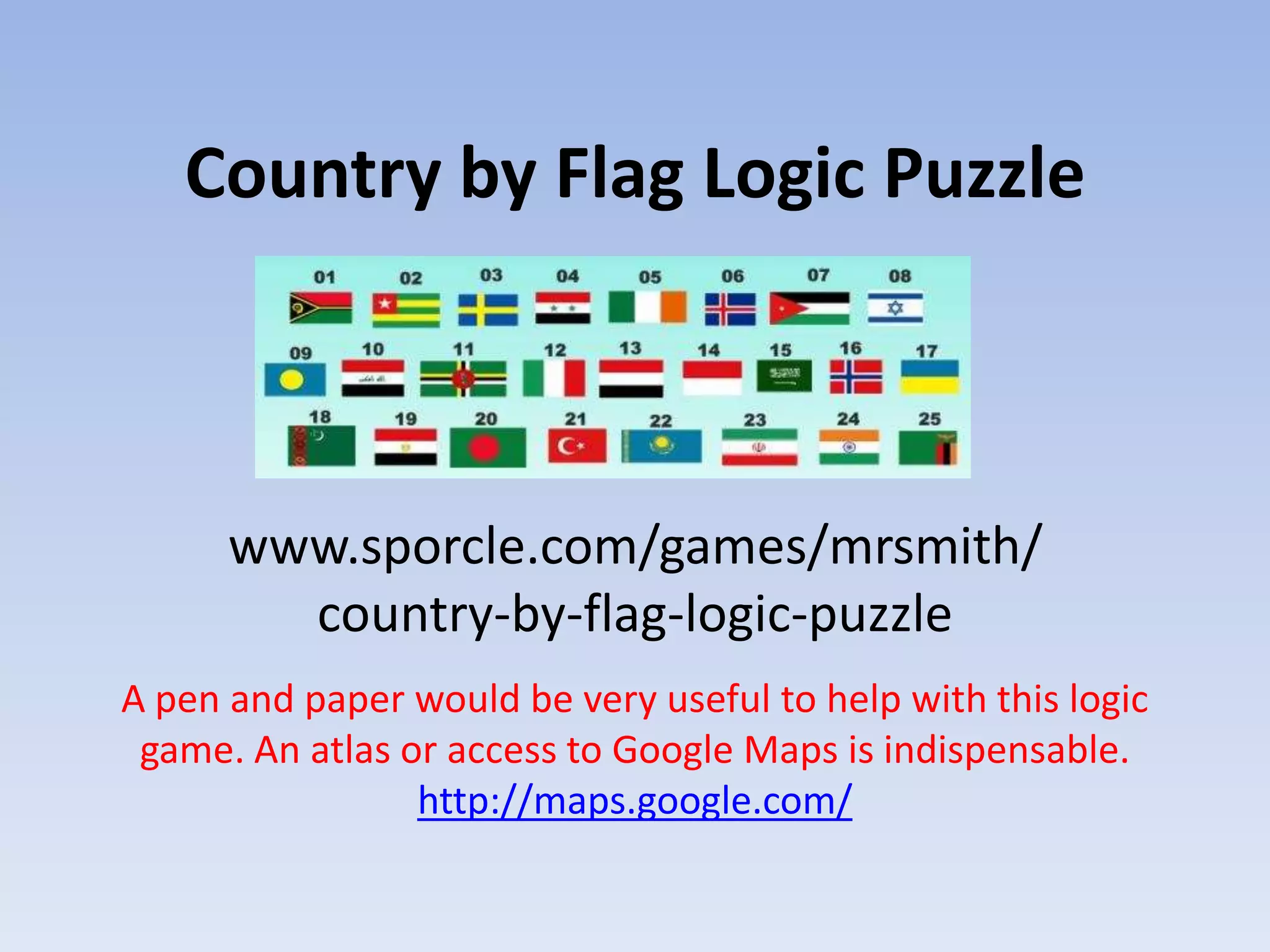 Flag picture logic game | PPTX