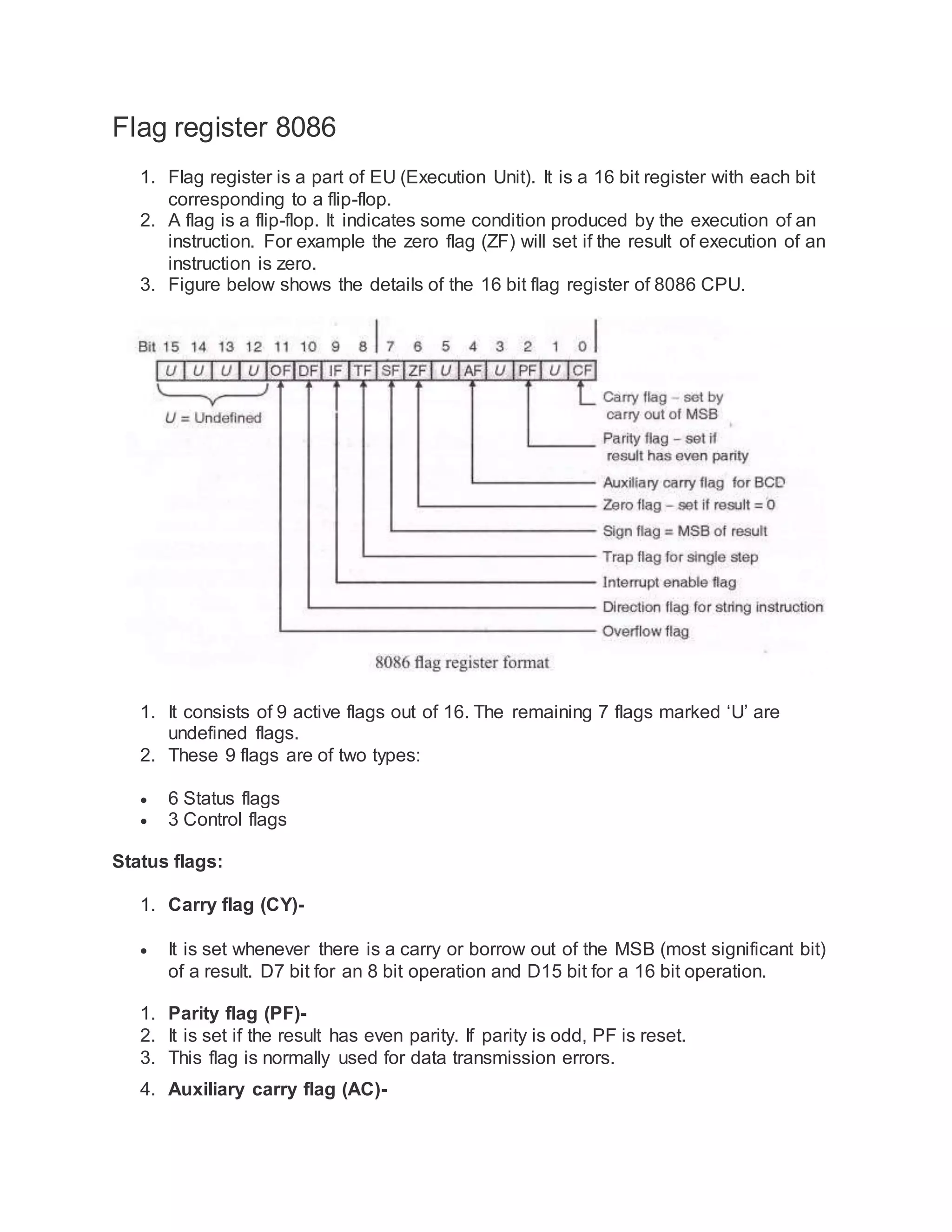 Flag register 8086 assignment | DOCX