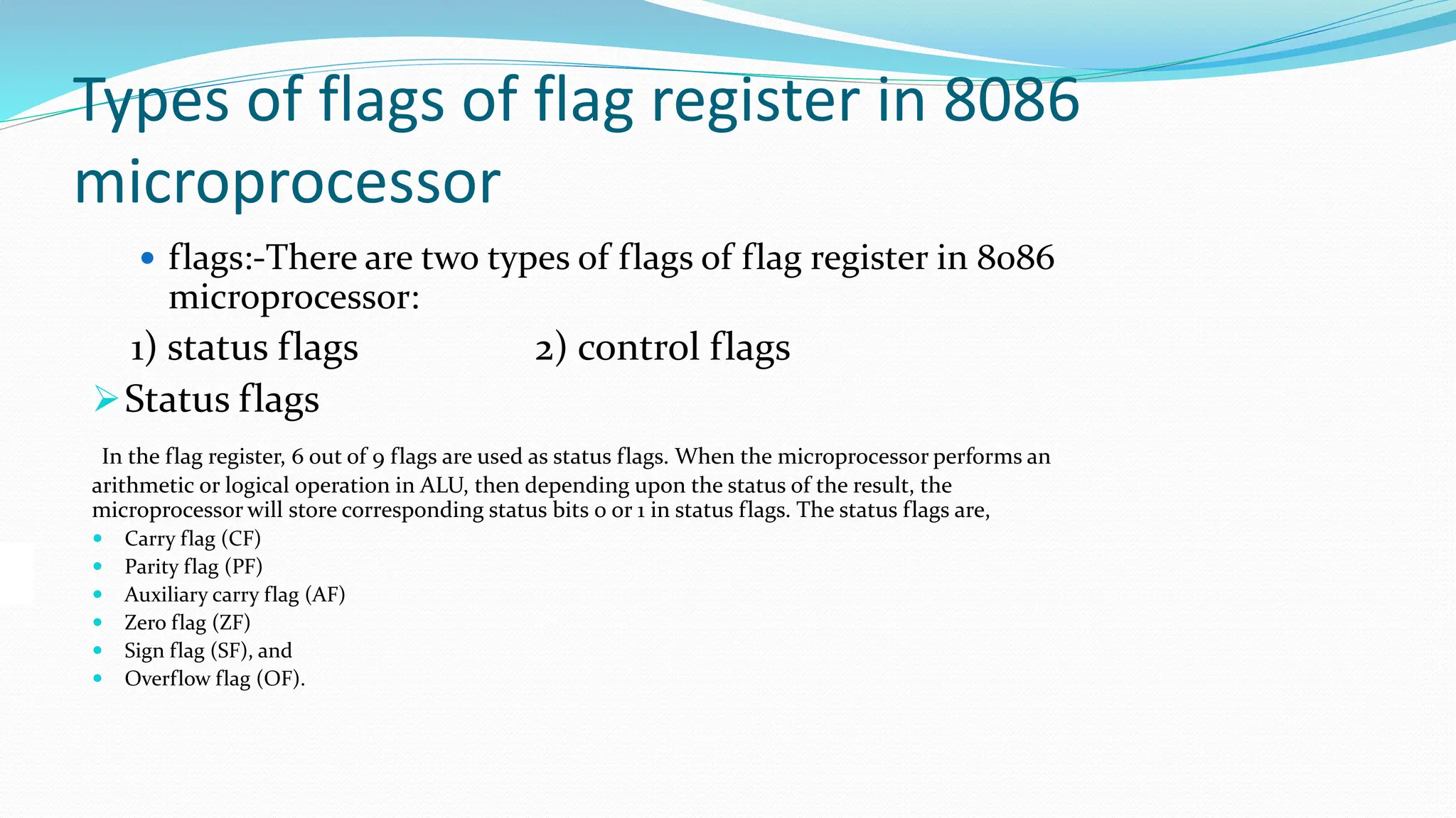 Flag Register in 8086.pptx with the notenot | PPTX