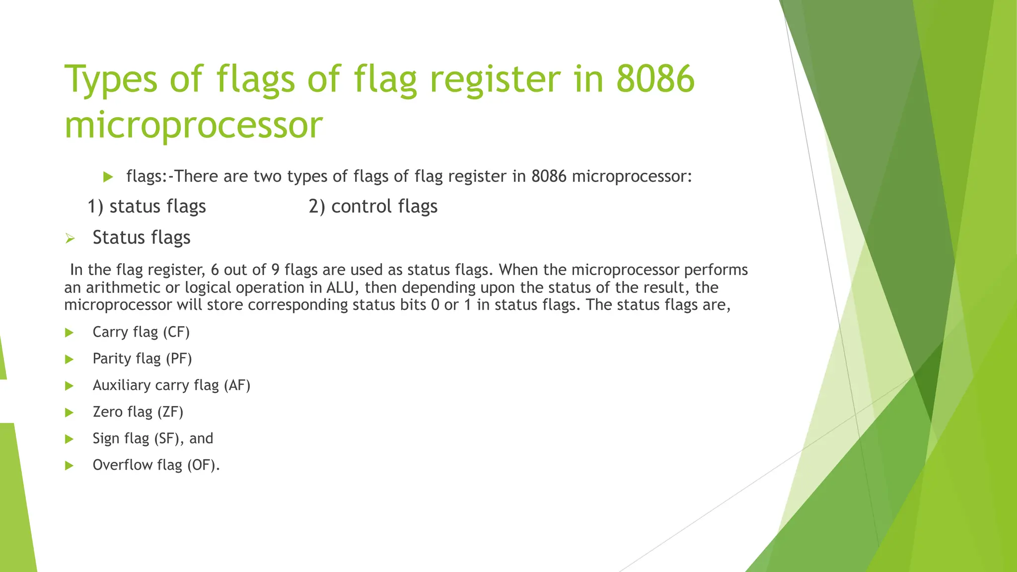 Flag Register in 8086.pptx microprocessor 8085 | PPTX