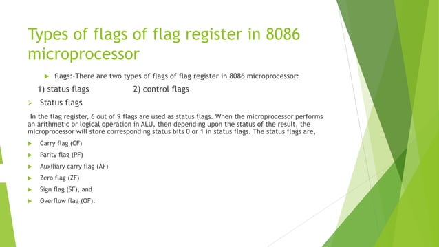 Flag Register in 8086.pptx microprocessor 8085 | PPTX