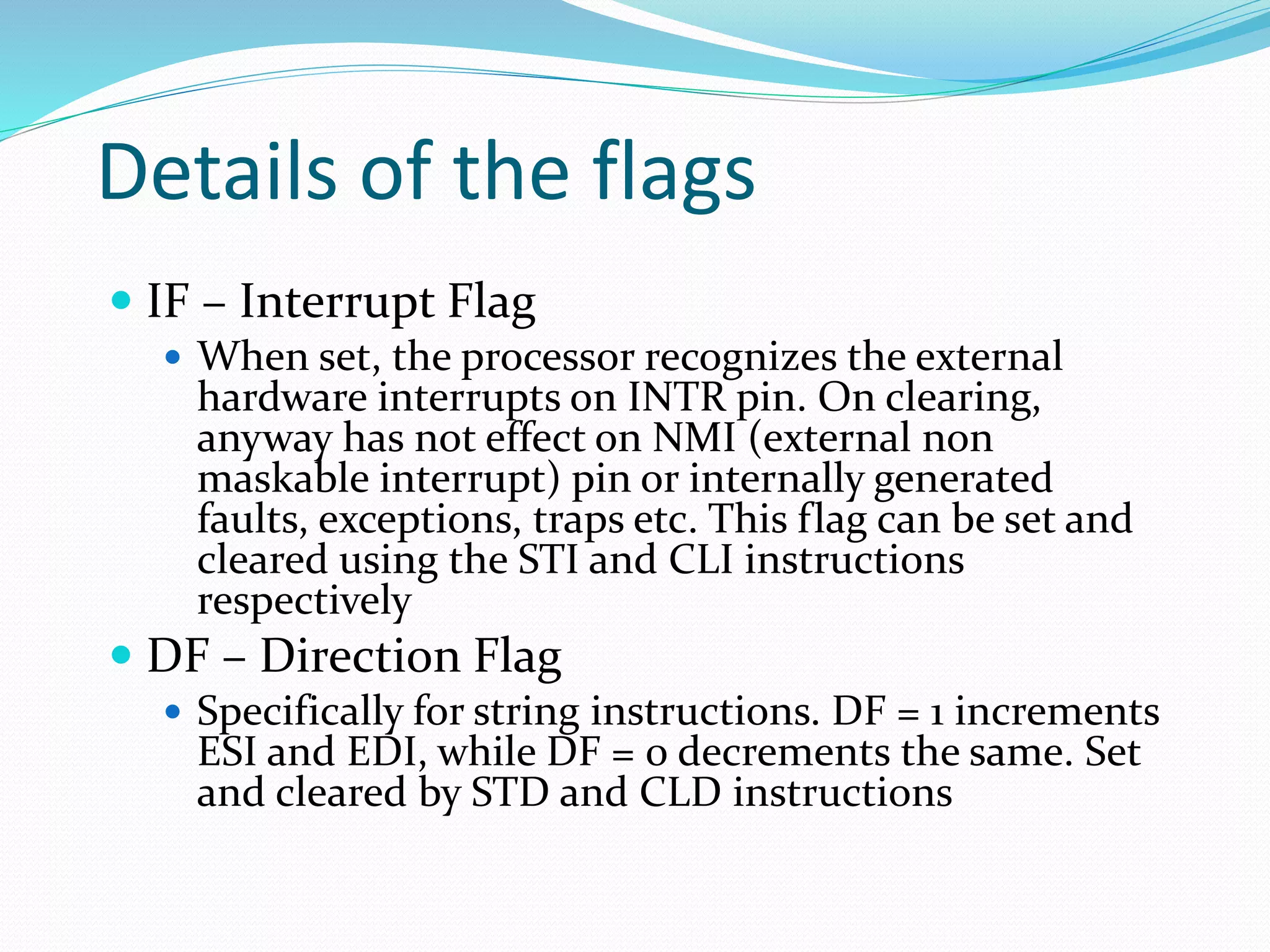 Flag registers, addressing modes, instruction set | PPTX