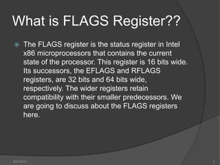 Flags registor of 8086 processor | PPTX