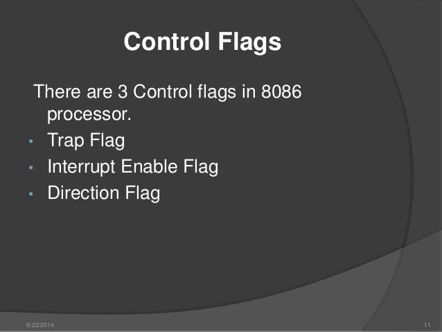 Flags registor of 8086 processor