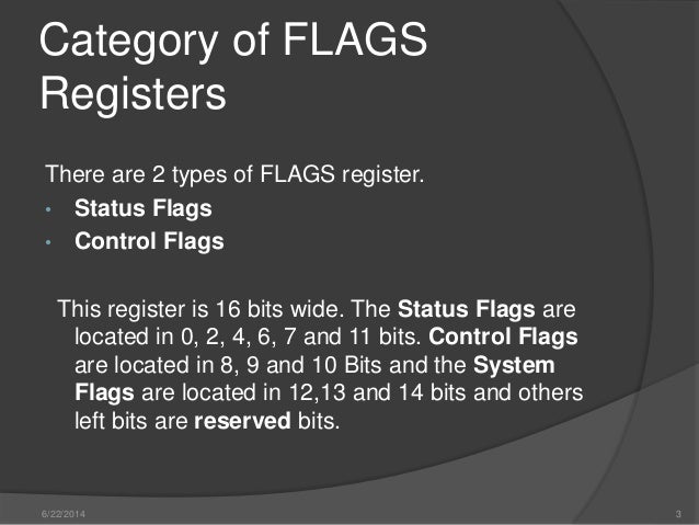 Flags registor of 8086 processor
