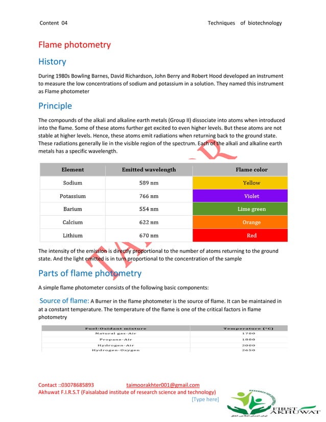 Flame photometry | PDF
