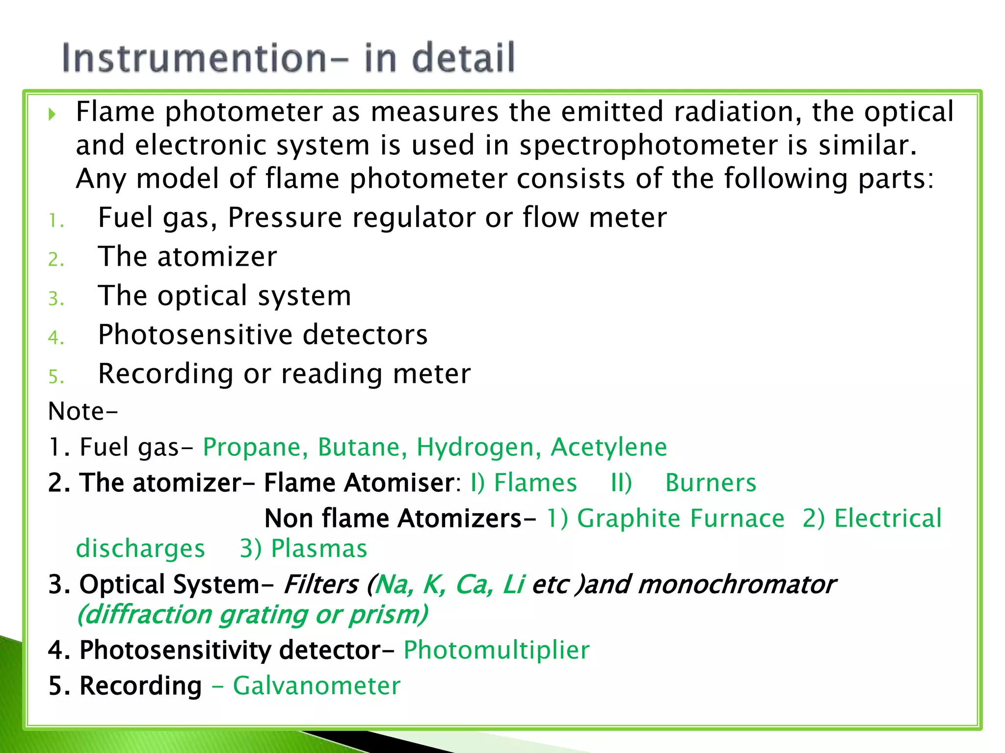 Flame photometry, principle, interferences, instrumentation ...