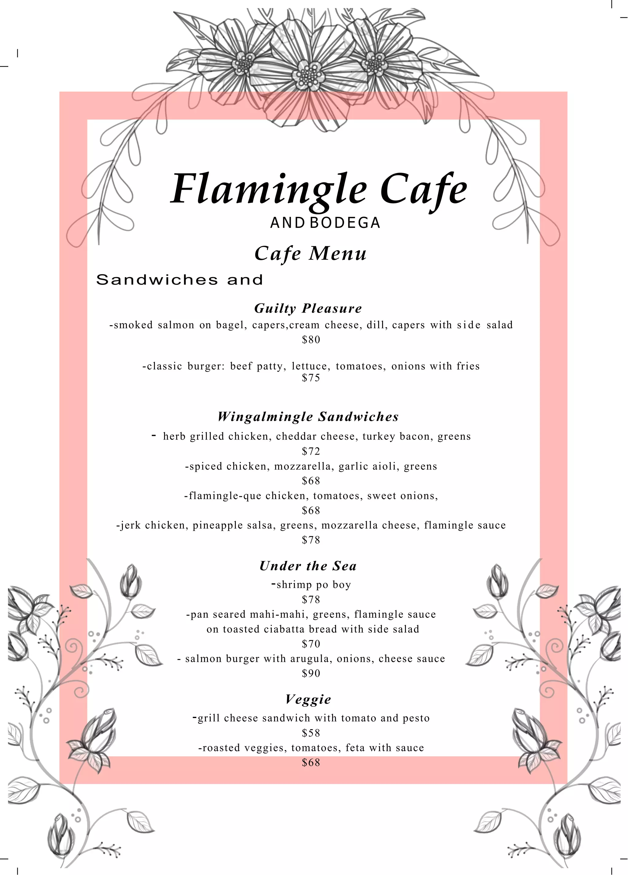 Flamingle Cafe Menu | PDF