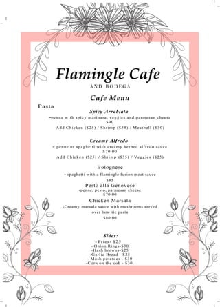 Flamingle Cafe Menu | PDF
