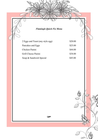 Flamingle Quick Fix Menu | PDF