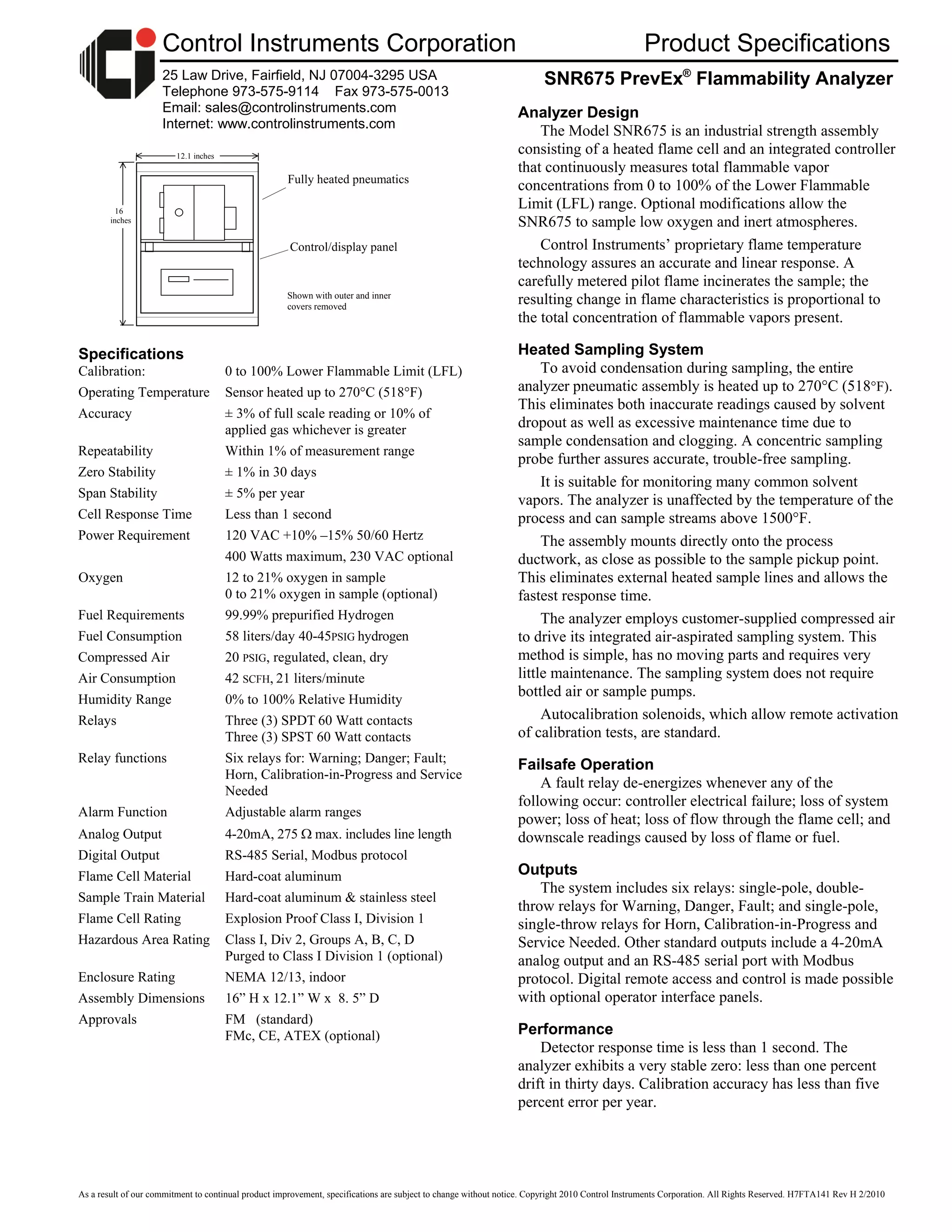 Prevex Flammability Analyzer Product Specification | PDF