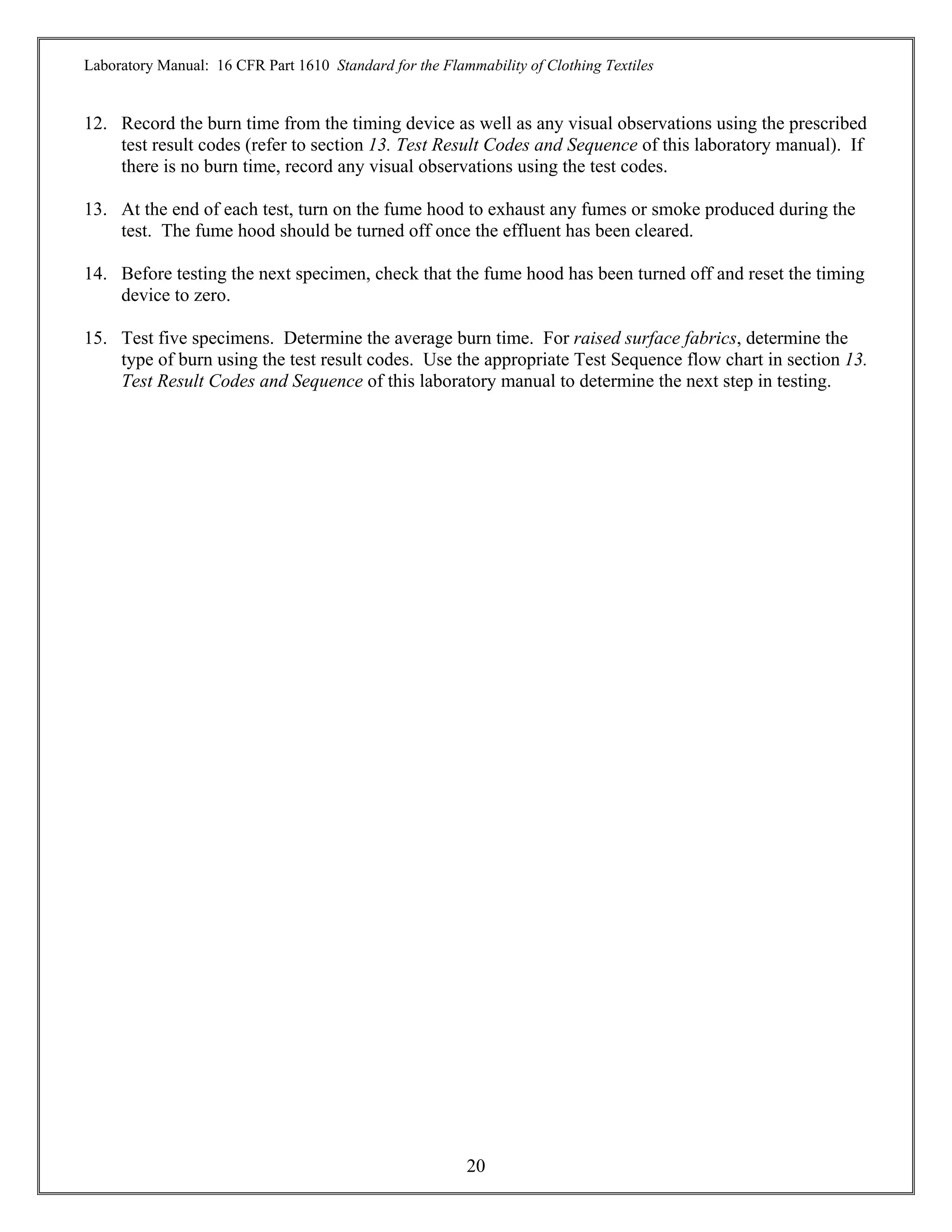 Flammability of clothing textiles test manual 1610 (1) | PDF