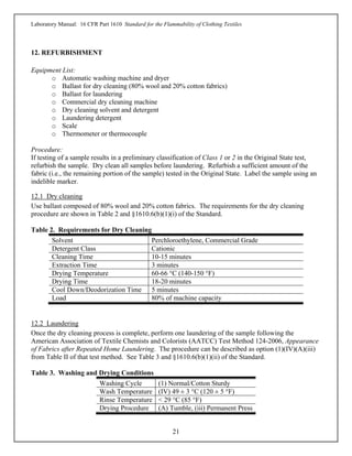 Flammability of clothing textiles test manual 1610 (1) | PDF