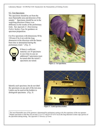 Flammability of clothing textiles test manual 1610 (1) | PDF