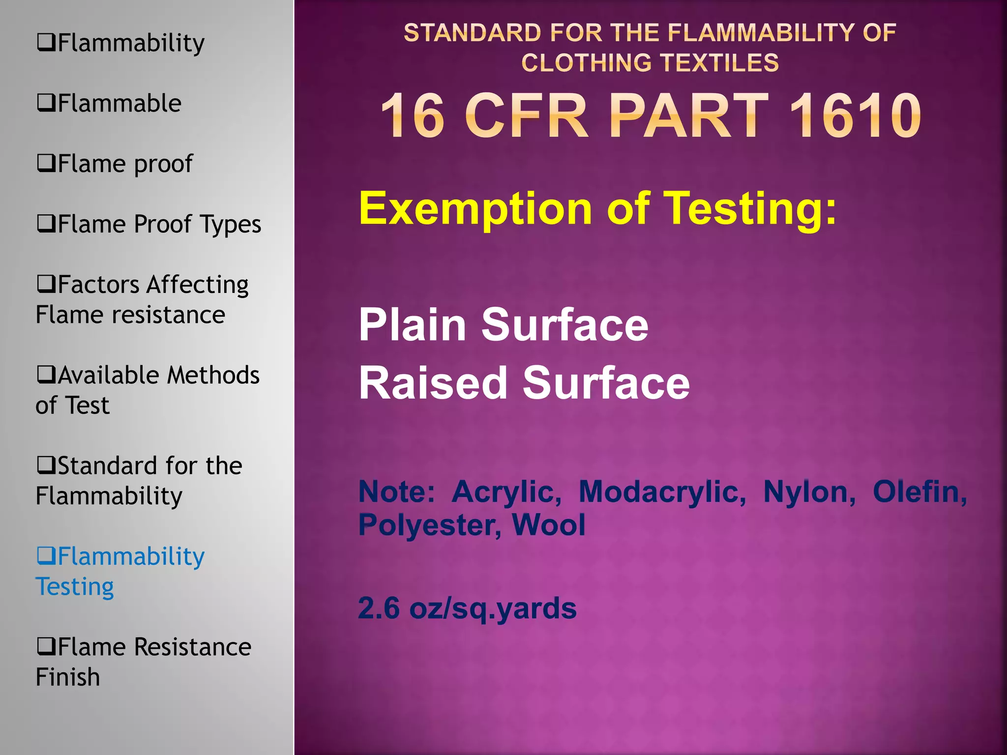 Flammability Testing Of Clothing Pptx