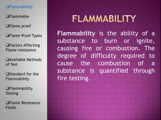 Flammability testing of clothing | PPTX