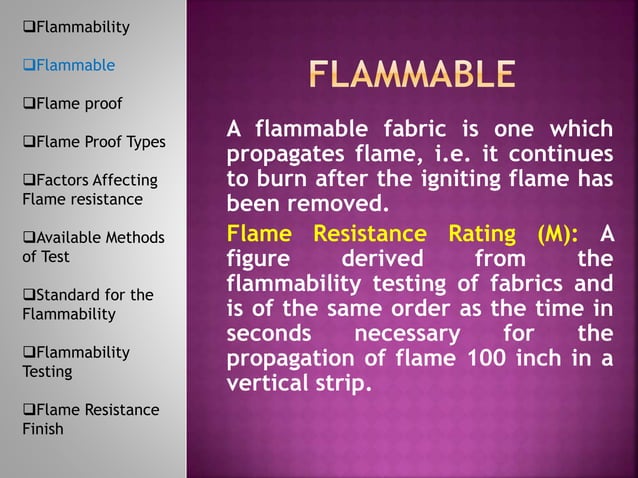 Flammability testing of clothing | PPTX