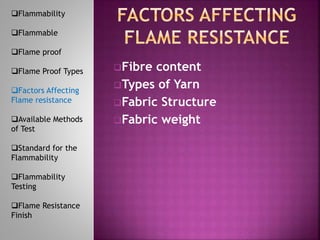 Flammability testing of clothing | PPTX