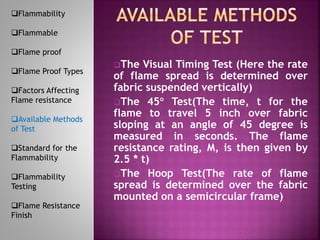 Flammability testing of clothing | PPTX