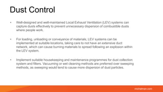Flammable dust Explosion risk factors | PPT