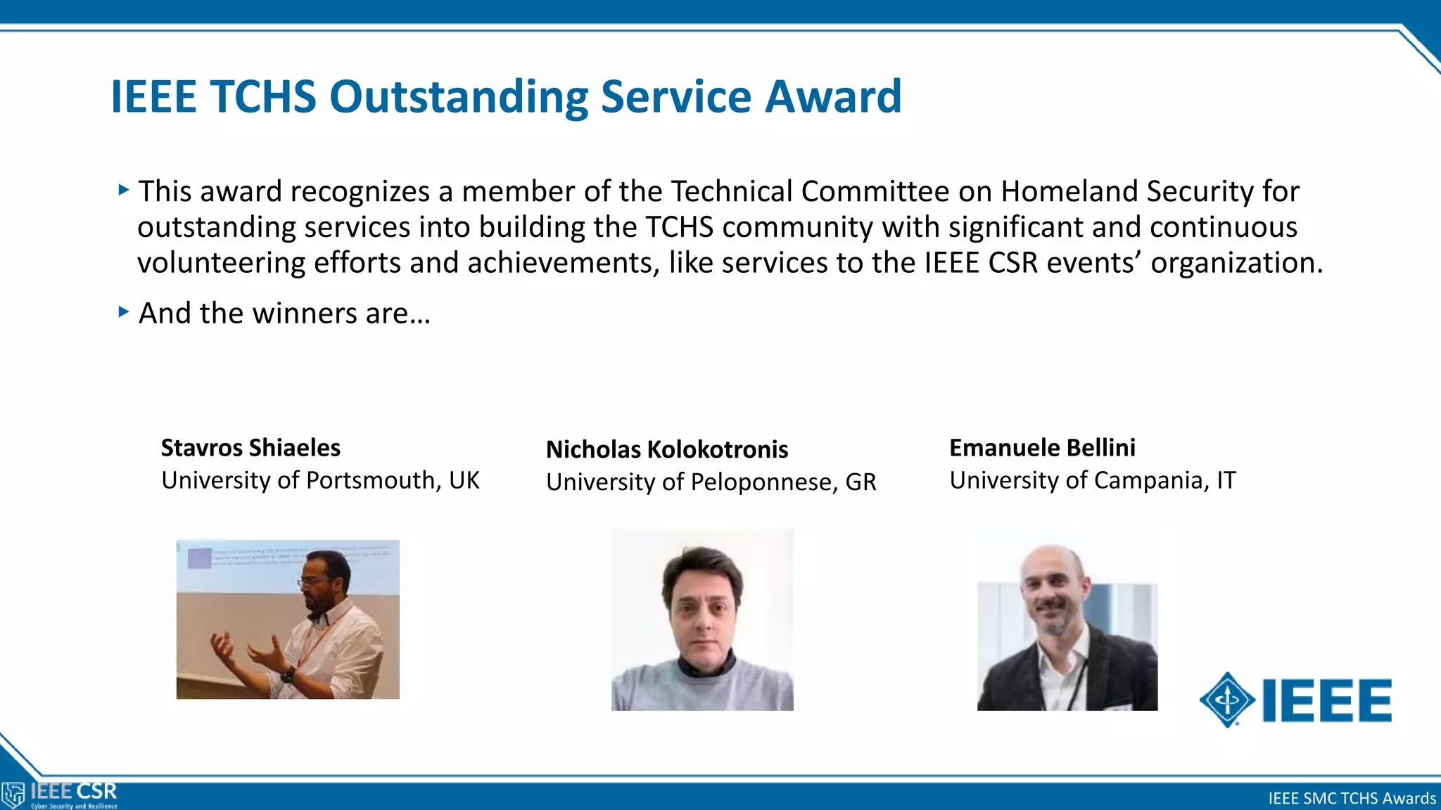IEEE SMC TCHS Award Ceremony at IEEE CSR conference 2021 | PPT