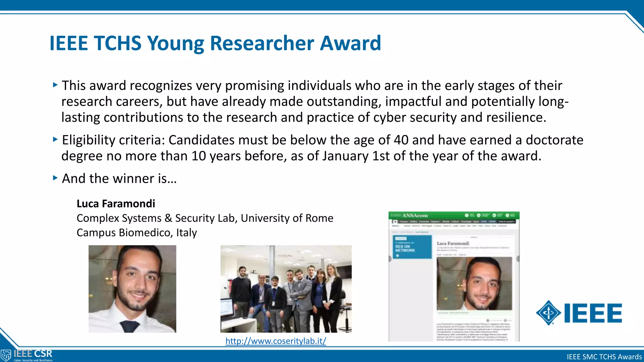 IEEE SMC TCHS Award Ceremony at IEEE CSR conference 2021 | PPTX