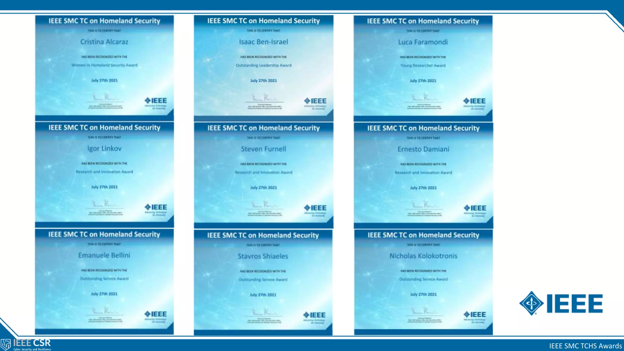 IEEE SMC TCHS Award Ceremony at IEEE CSR conference 2021 | PPT