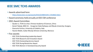 IEEE SMC TCHS Award Ceremony at IEEE CSR conference 2021 | PPT