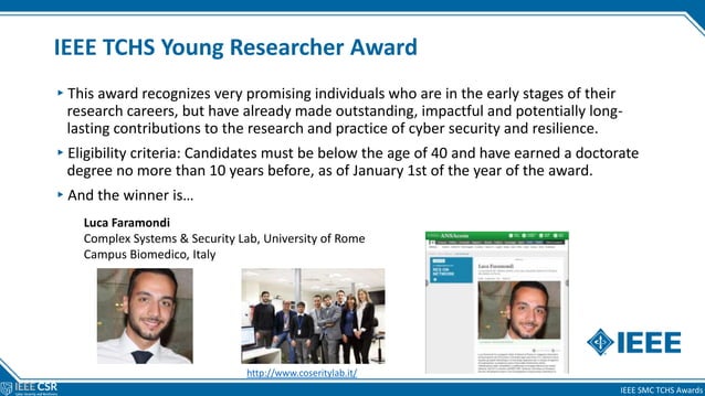 IEEE SMC TCHS Award Ceremony at IEEE CSR conference 2021 | PPT