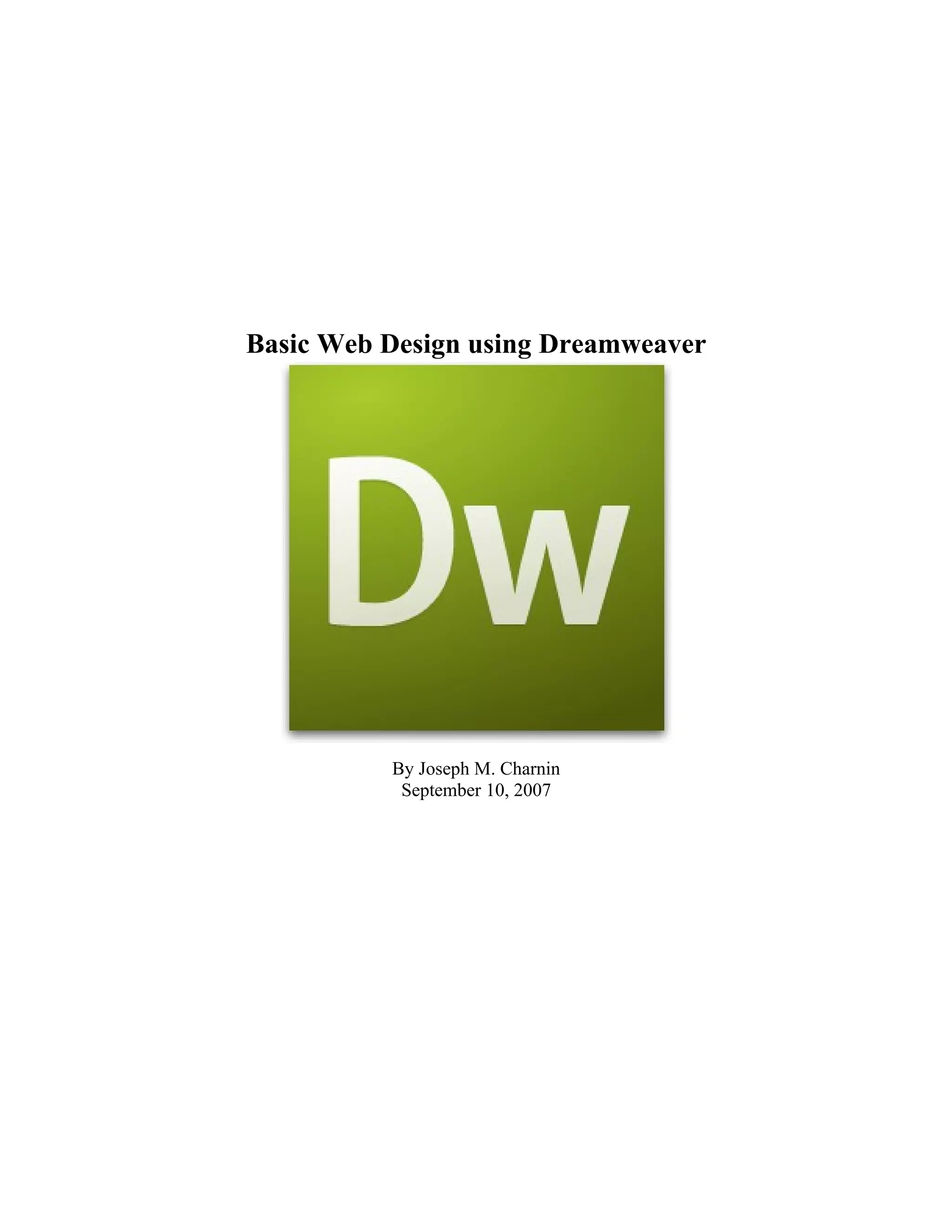 Basic Web Design In Dreamweaver | DOC