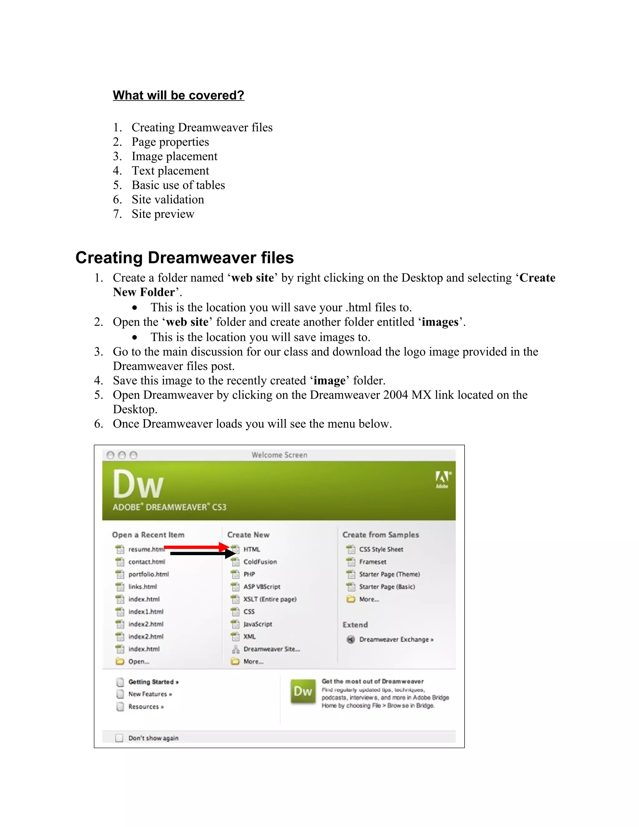 Basic Web Design In Dreamweaver | DOC