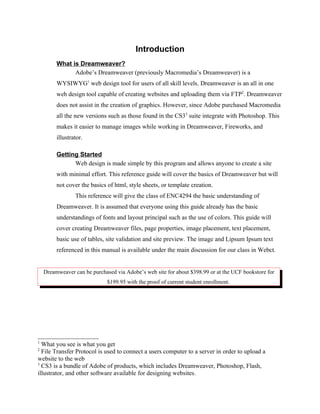 Basic Web Design In Dreamweaver | DOC