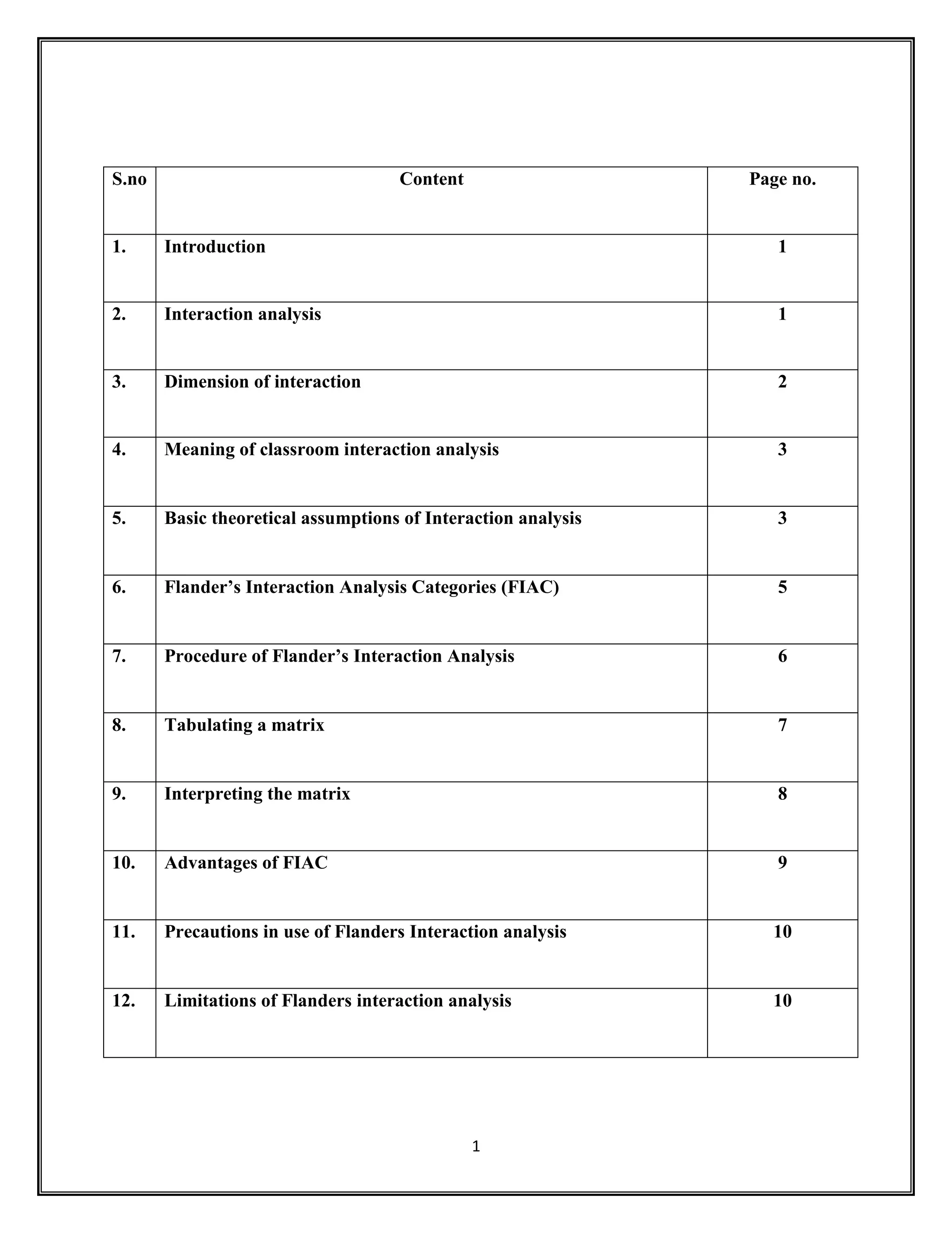 Flanders interaction analysis | DOCX