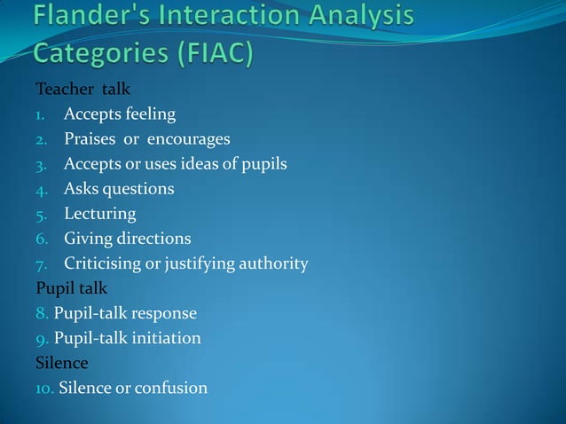 Flander’s interaction analysis | PPTX