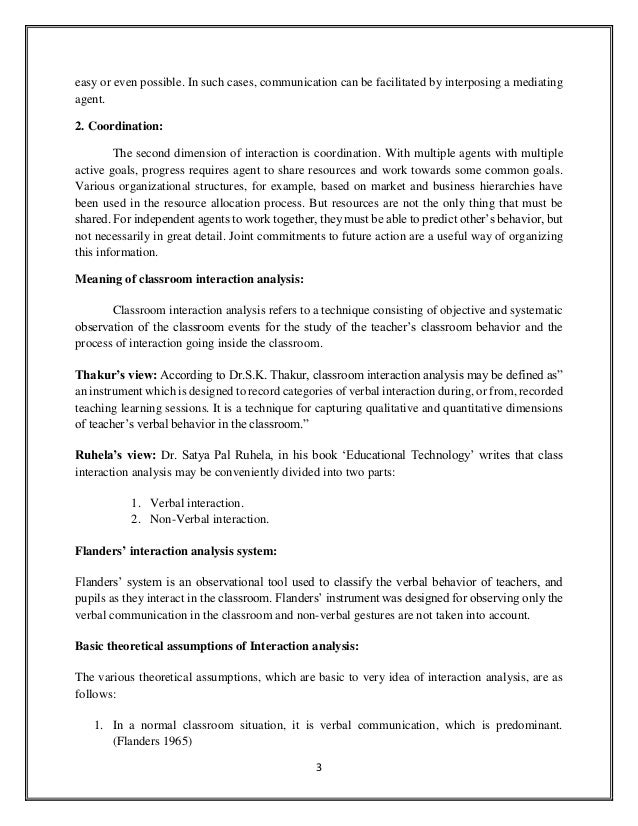 M.Ed Teacher Education's Topic-Flanders interaction analysis