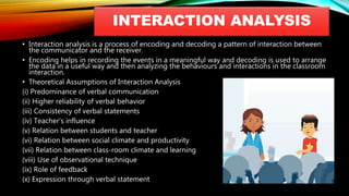 Flanders’ interaction analysis category system (FIACS) - Categories, Procedures and ...