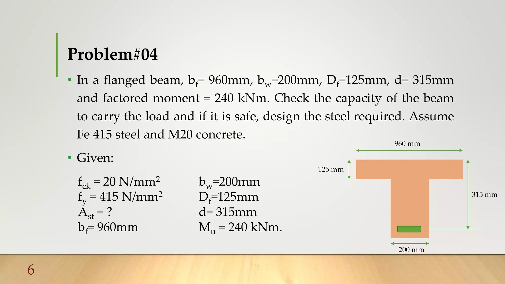 Flanged beams design for t beam | PPTX