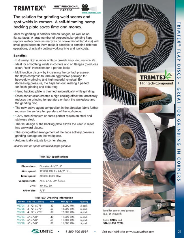 CS Unitec Flap Discs: TRIMTEX | PDF