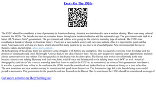 Flappers In The 1920S Essay | PDF