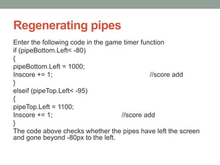 Flappy bird game in c# | PPTX