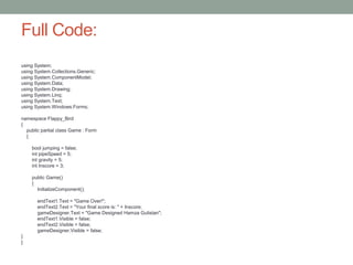 Flappy bird game in c# | PPTX