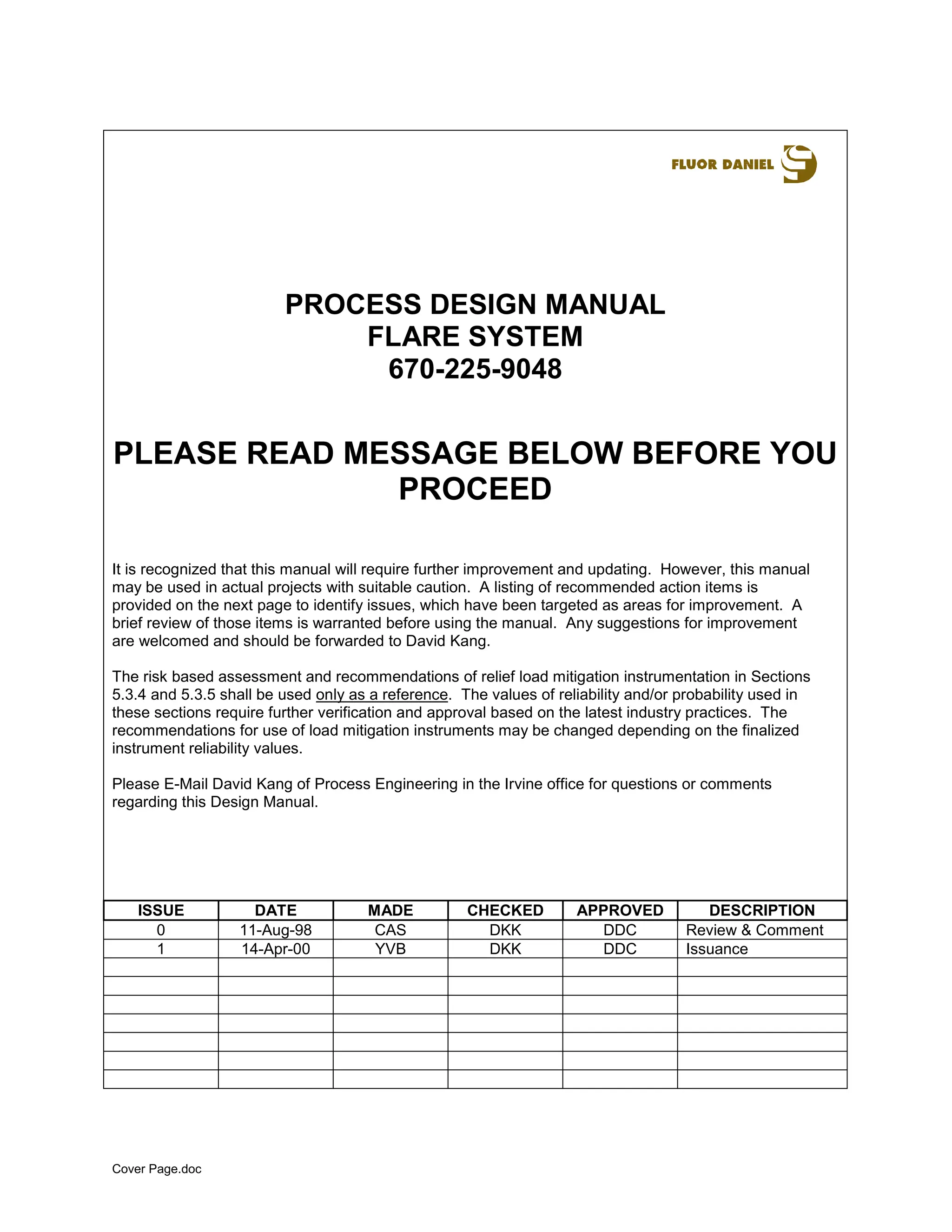 Flare System Process Design Manual - Flour Daniel | PDF