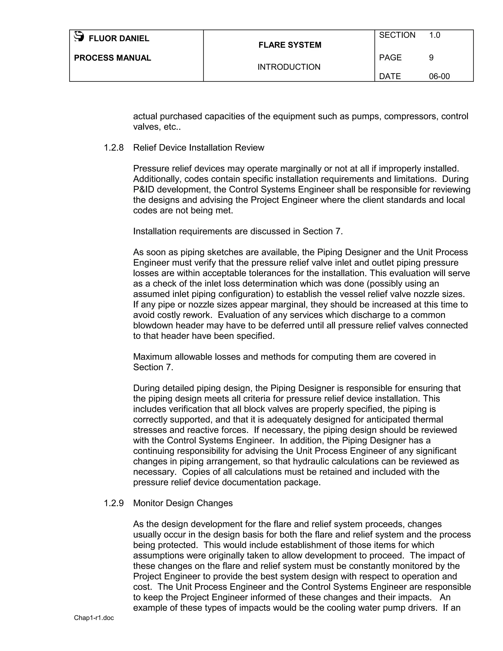 Flare System Process Design Manual - Flour Daniel | PDF