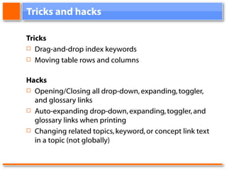 MadCap Flare Tips and Tricks - Scott DeLoach, ClickStart | PPT